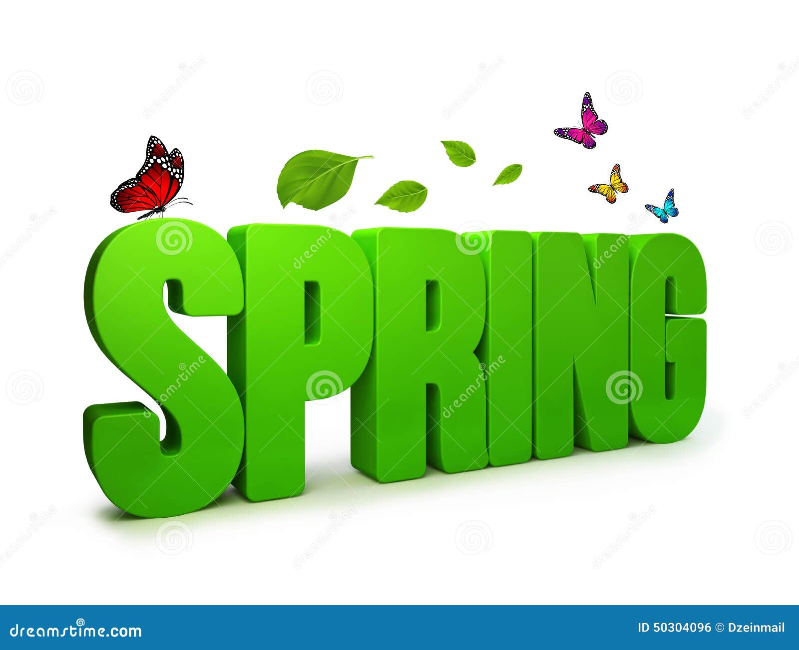 3D Rendered Spring Word in White Background Stock Illustration ...