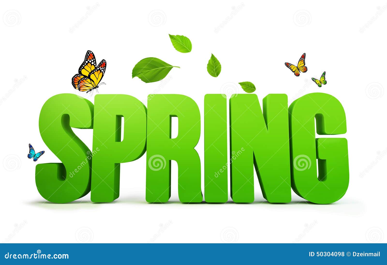3D Rendered Spring Word in White Background Stock Illustration ...
