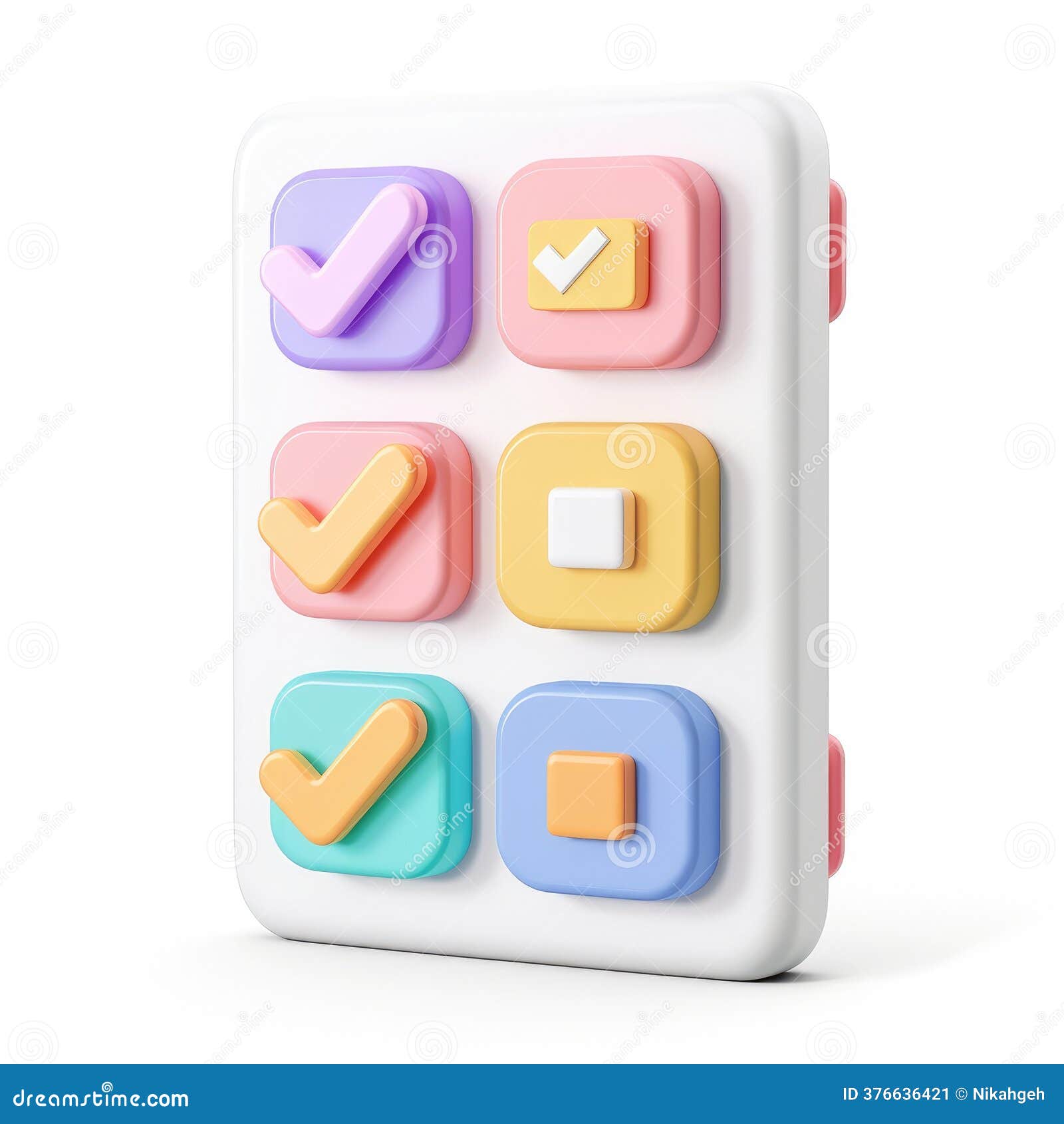 Colorful 3D Checklist App Interface With Checkmarks And Squares Royalty ...