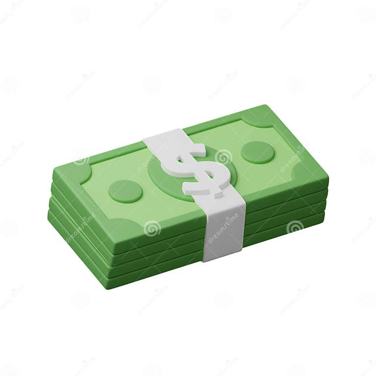 3D Rendered Stack of Green Dollar Bills Stock Illustration ...