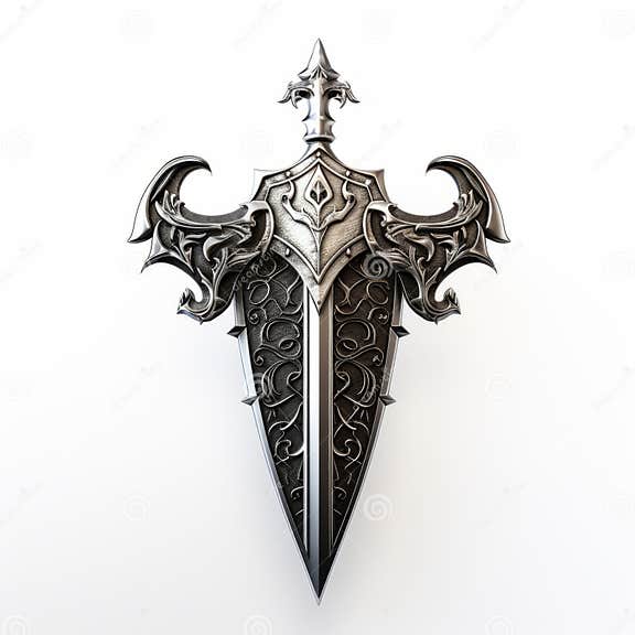 Fantasy Gothic Shield Sword with Ornate Design - 3d Artgerm Style Stock ...