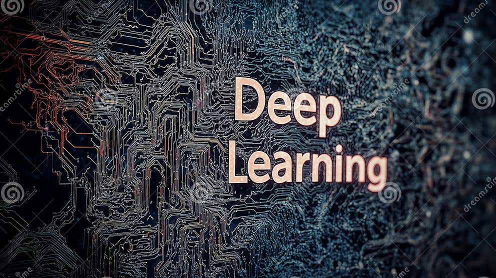A 3D-rendered Text Reading "Deep Learning" in a High-tech, Networked Setting, Conveying the ...