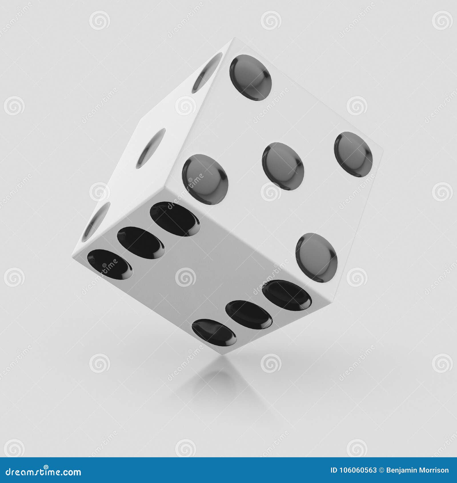 Isolate D6 Die on a Seamless and Slight Reflective Surface Stock ...