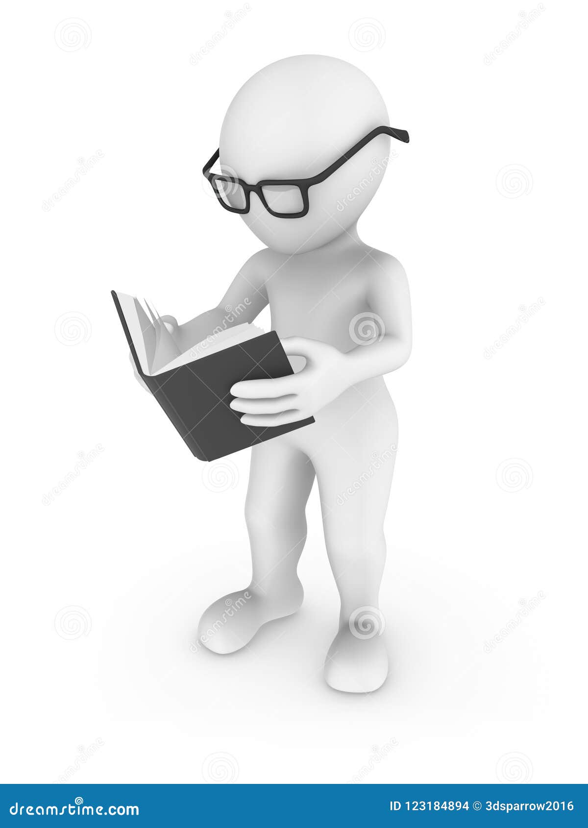 3d Rendered White Human Reading the Book. Stock Illustration ...