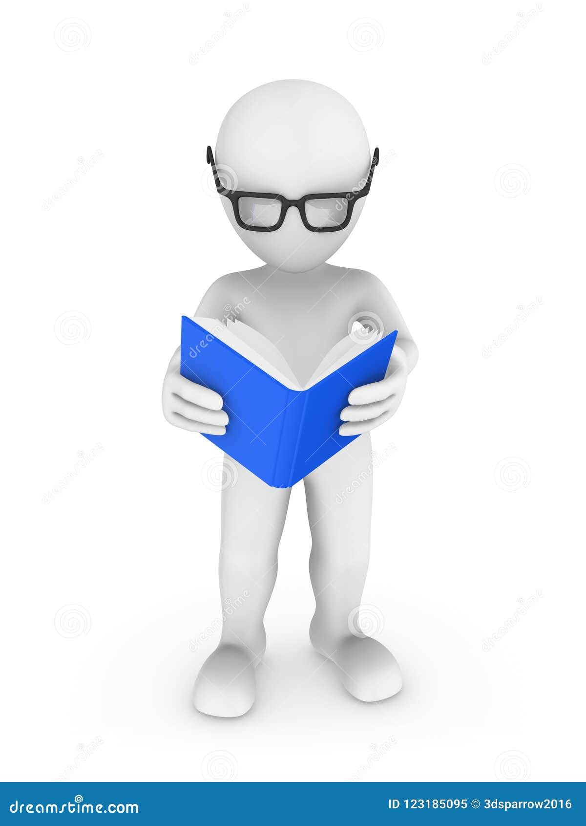 3d Rendered White Human Reading the Book. Stock Illustration ...