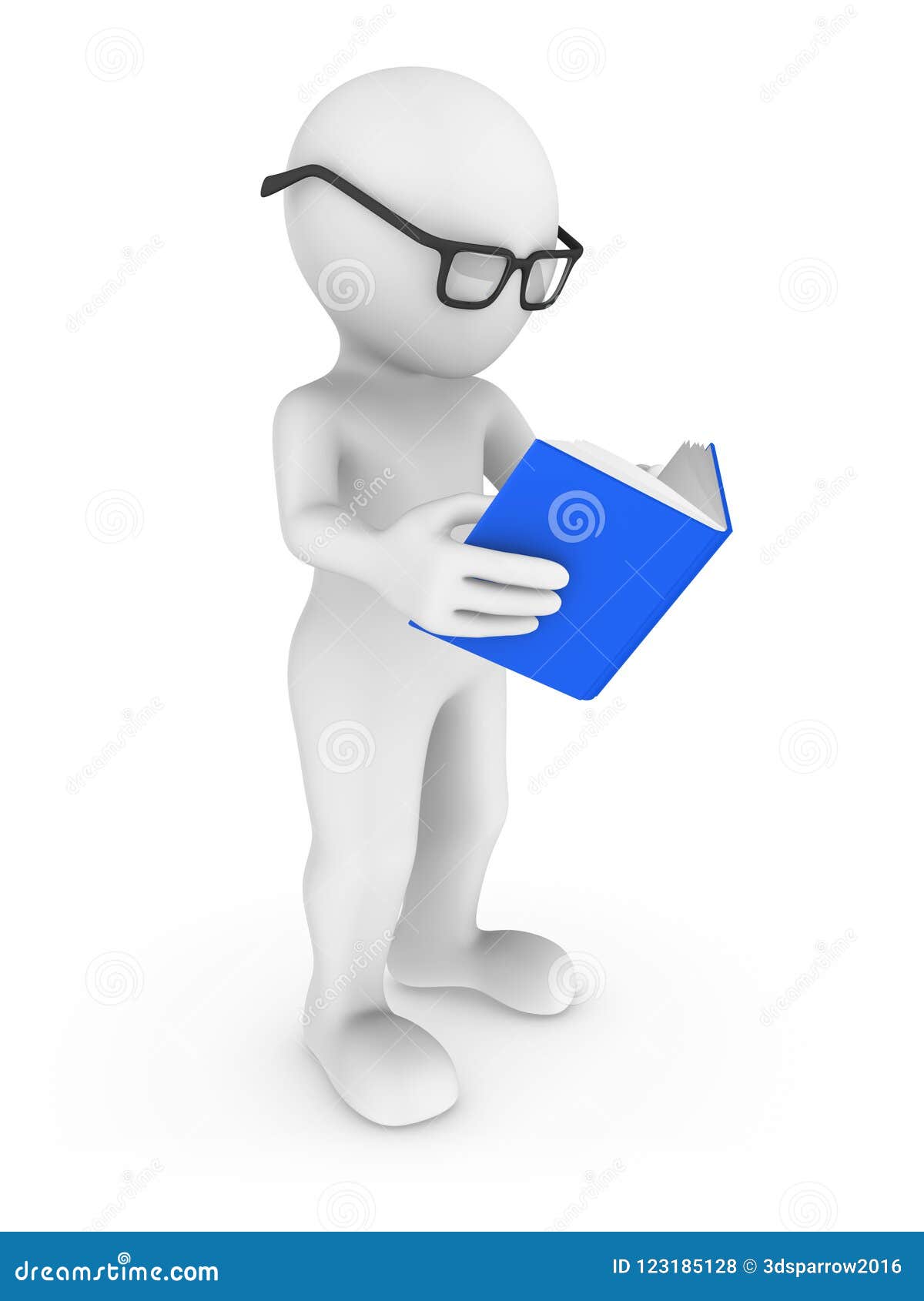 3d Rendered White Human Reading the Book. Stock Illustration ...