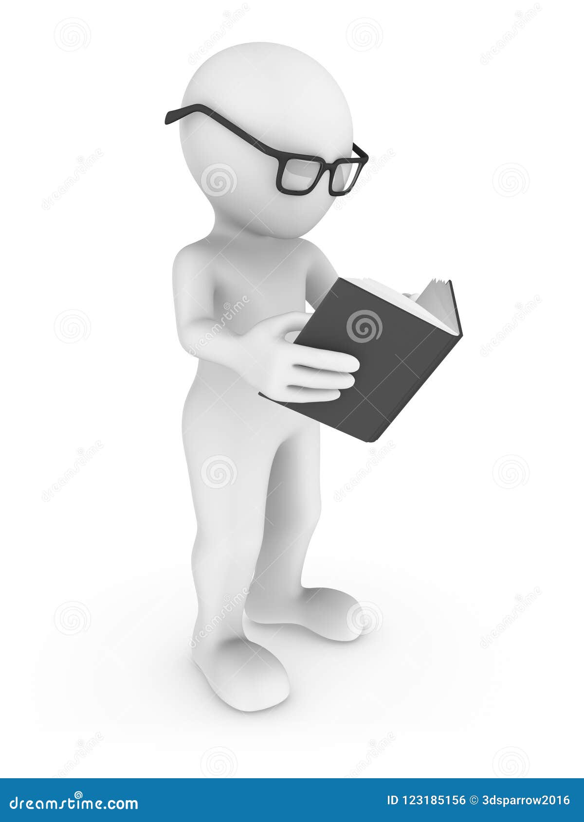 3d Rendered White Human Reading the Book Stock Illustration ...
