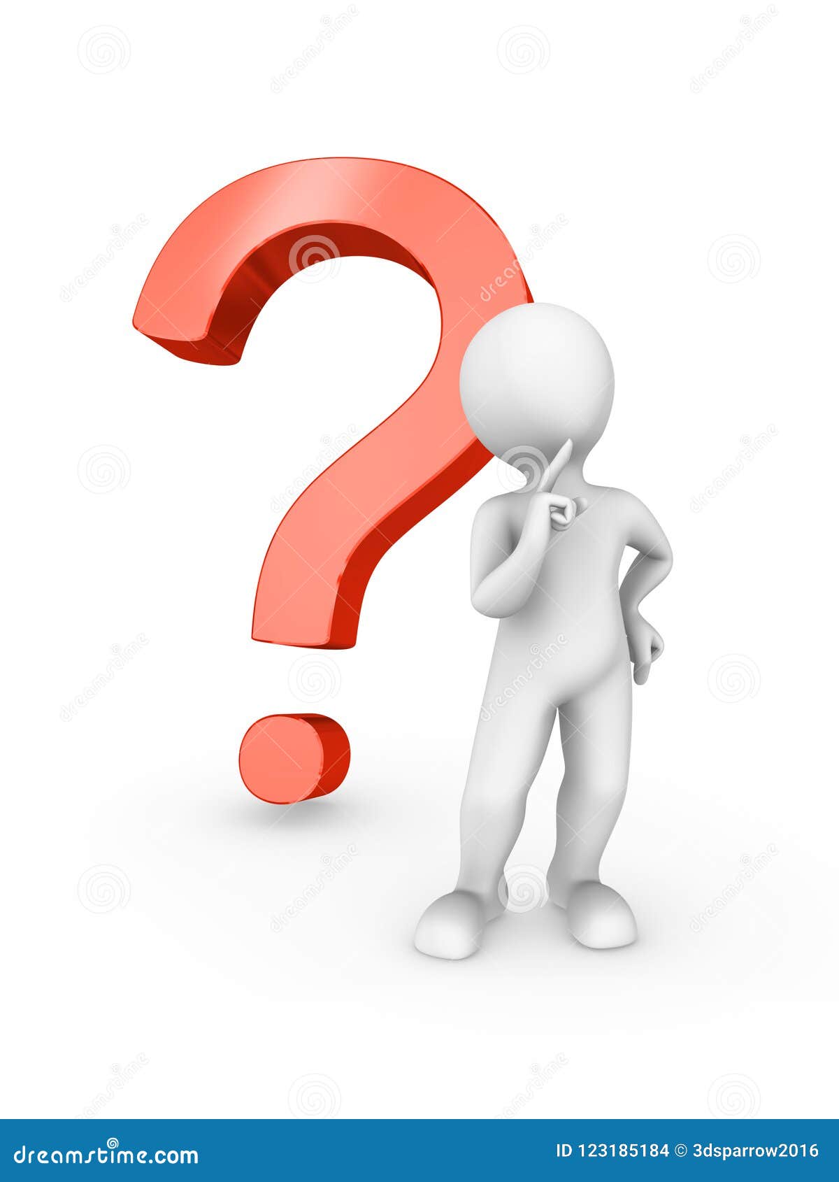 3d Rendered White Human with a Red Question Symbol Stock Illustration ...