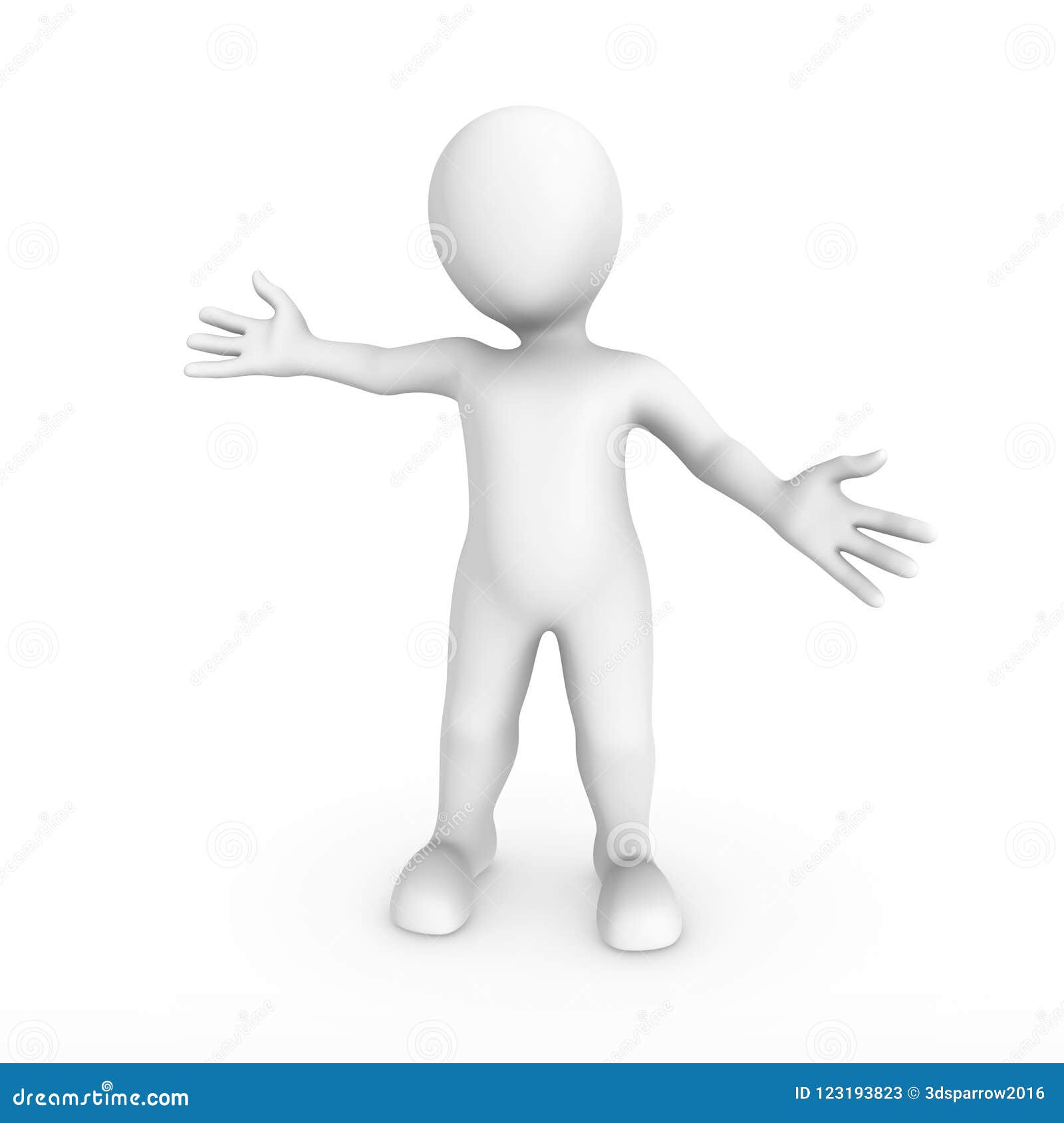 3d Rendered White Human Welcomes Visitors. Stock Illustration ...