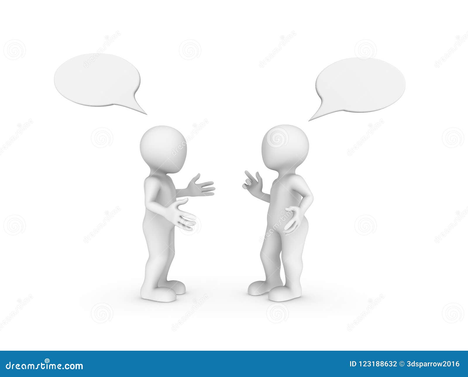 3d Rendered White People with Empty Chat Bubbles. Stock Illustration ...