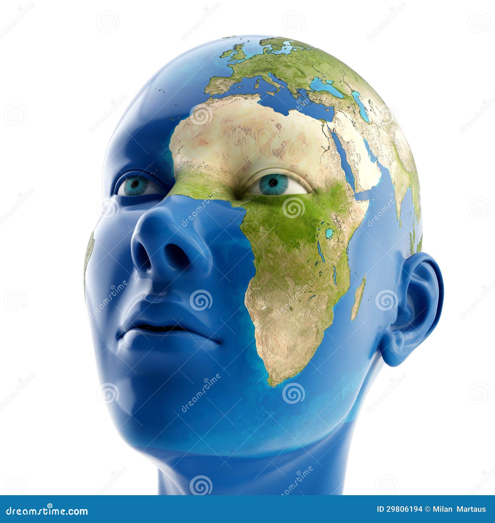 3d Woman with Map on Her Face. Stock Illustration - Illustration of ...