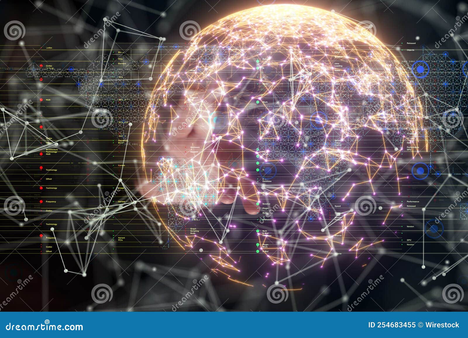 3D Rendered World Map Hovering in Mans Hand Stock Image - Image of ...