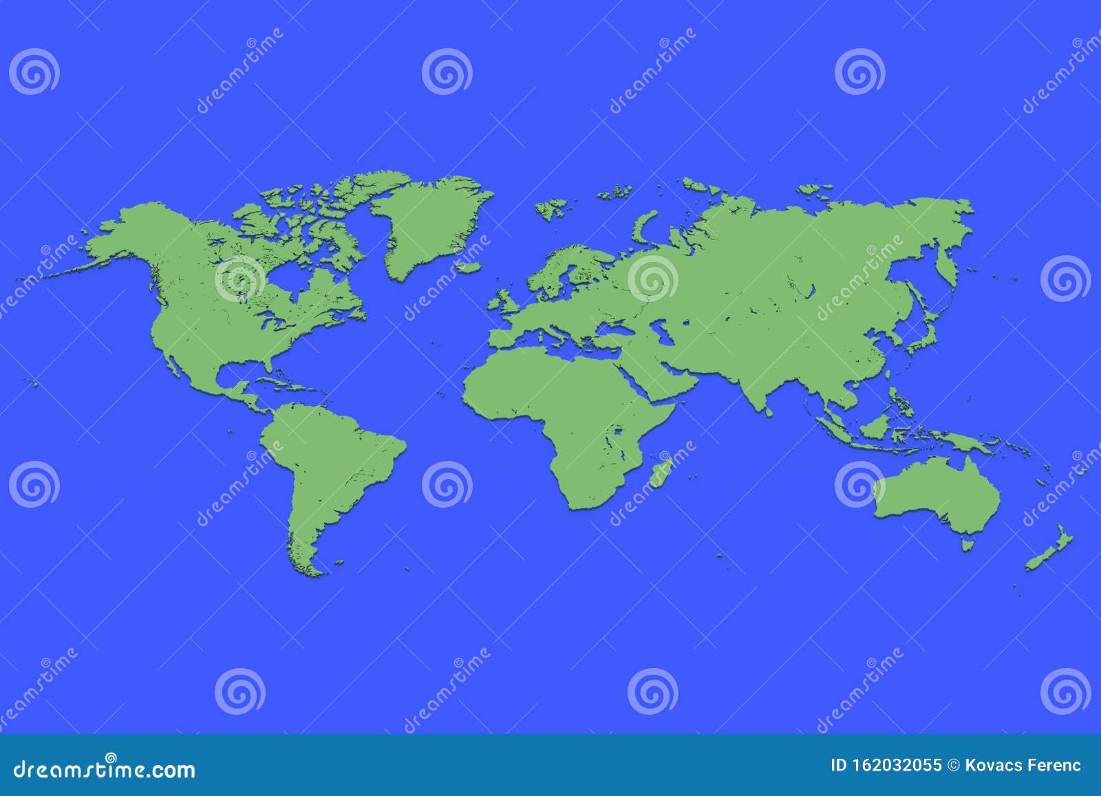3D Rendered World Map in Two Colors Stock Illustration - Illustration ...