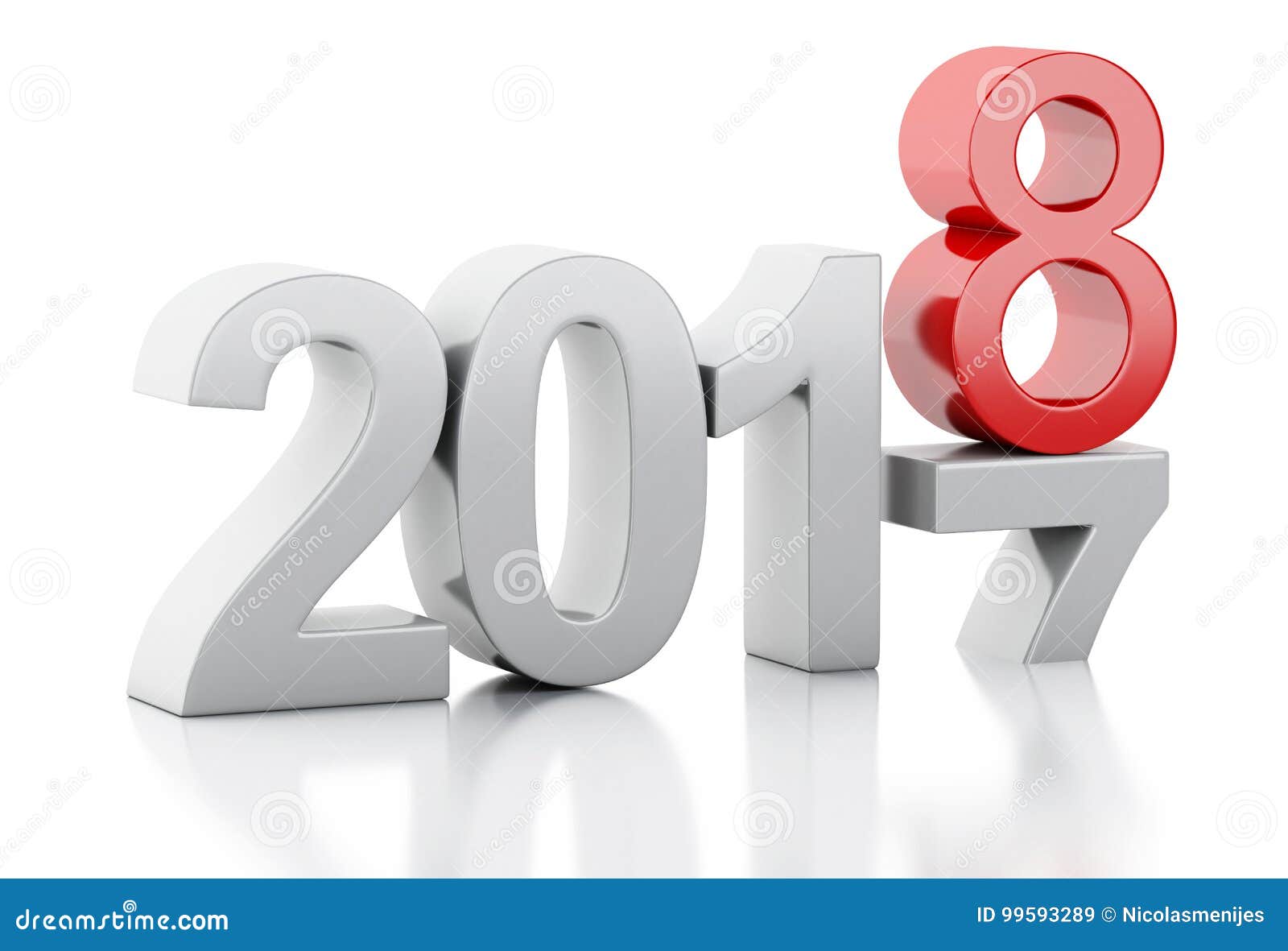 3d New Year 2018 stock illustration. Illustration of countdown - 99593289