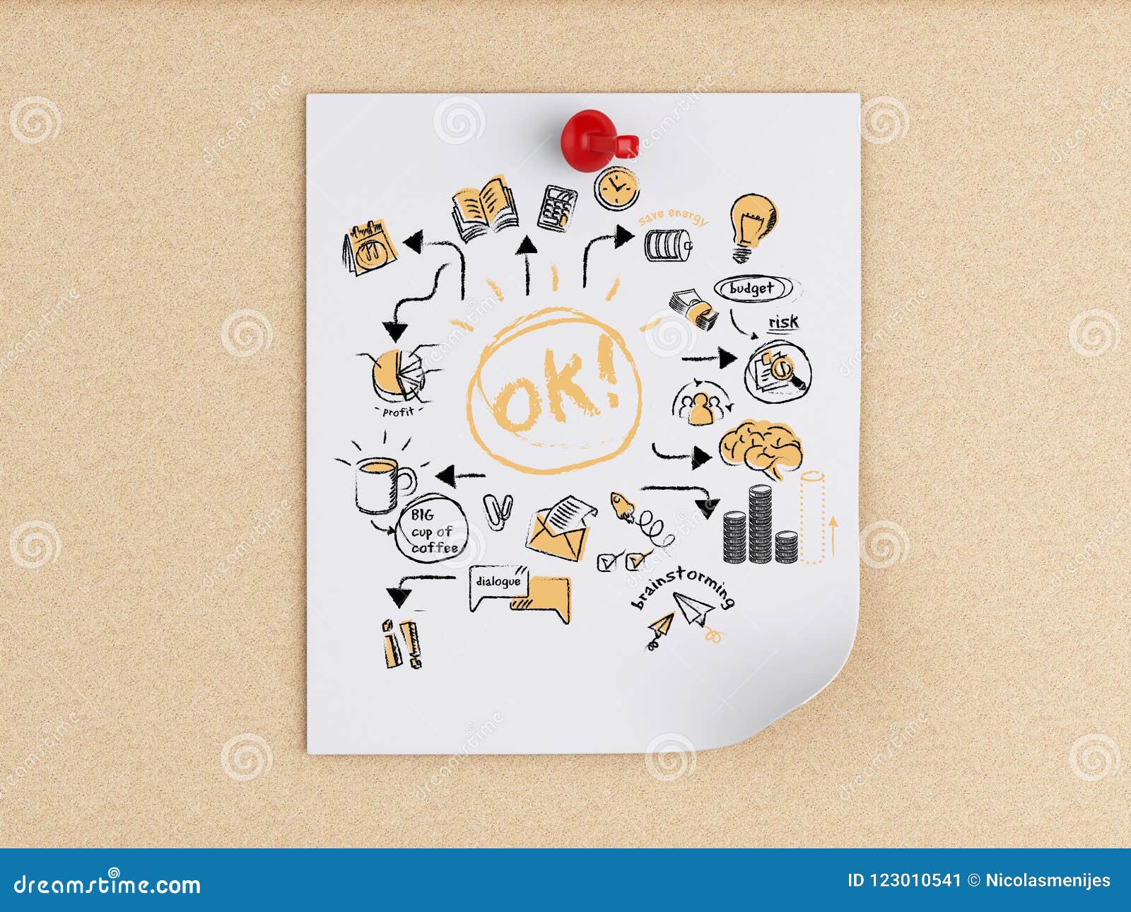 3d Post-it Notes with Ok Sketch Stock Illustration - Illustration of ...