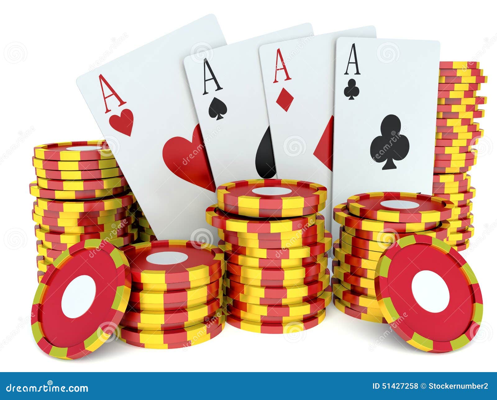 3d Renderer Image. Red Casino Tokens and Playing Cards Stock ...