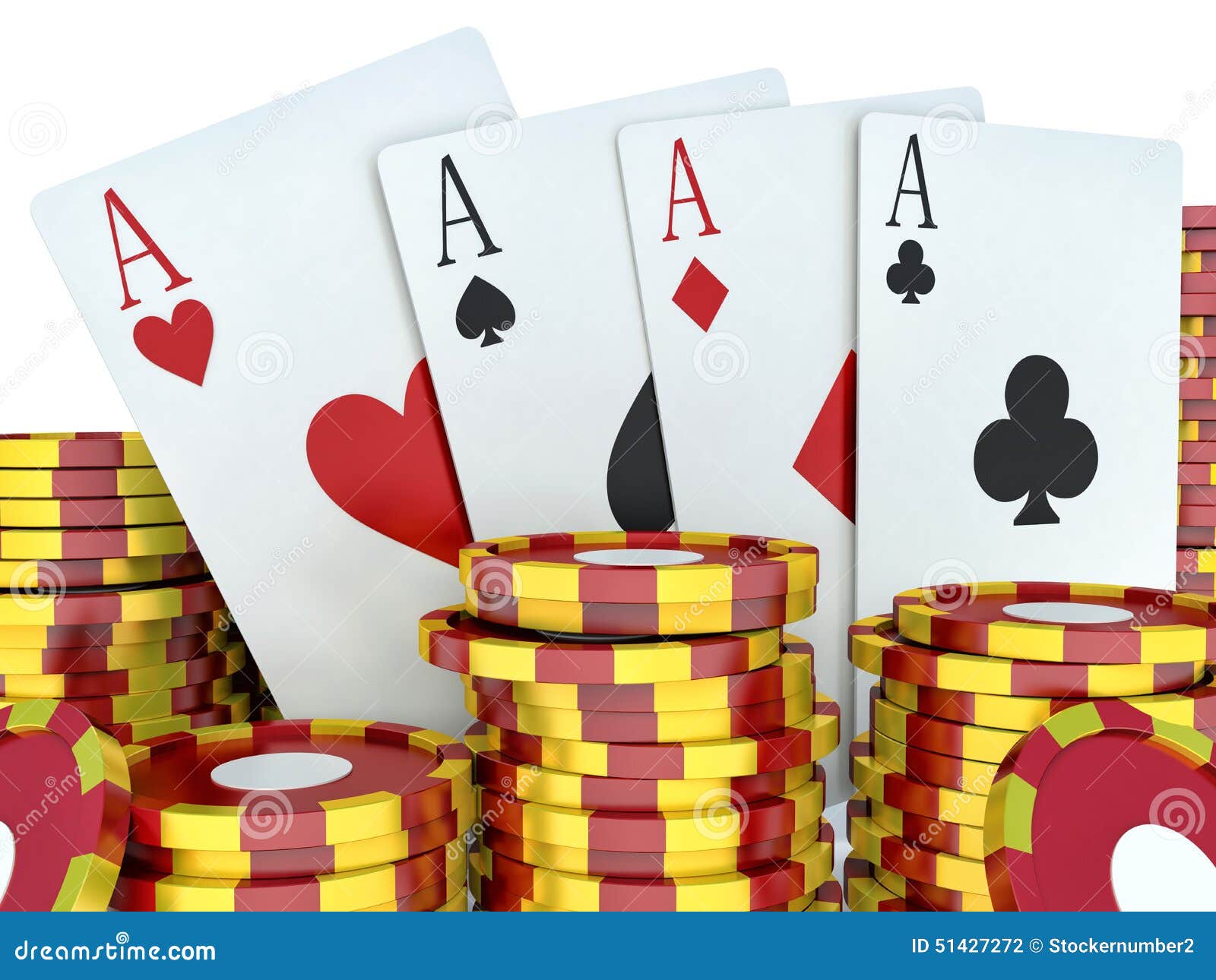 3d Renderer Image. Red Casino Tokens and Playing Cards Stock ...