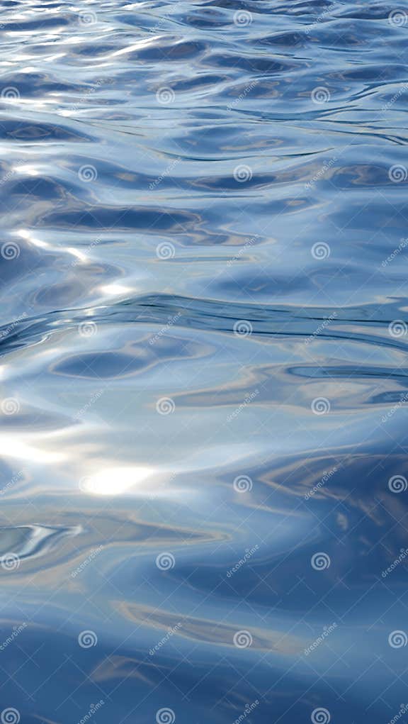 3D Renderer of Ocean Waves. Rays of Light on the Water Stock ...