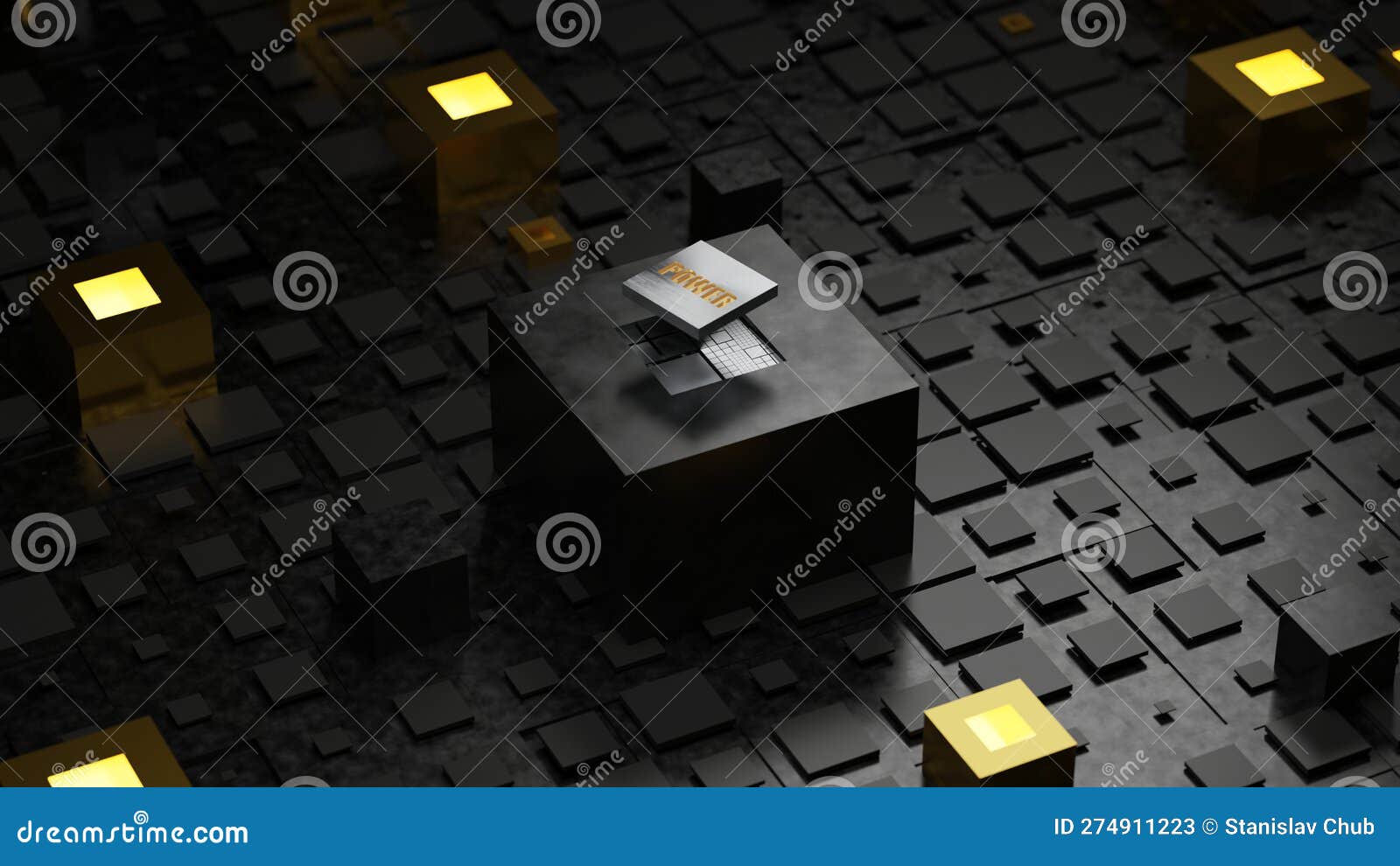 3d Rendering of an Abstract Background of Cubes and Tiles. a Large Cube ...