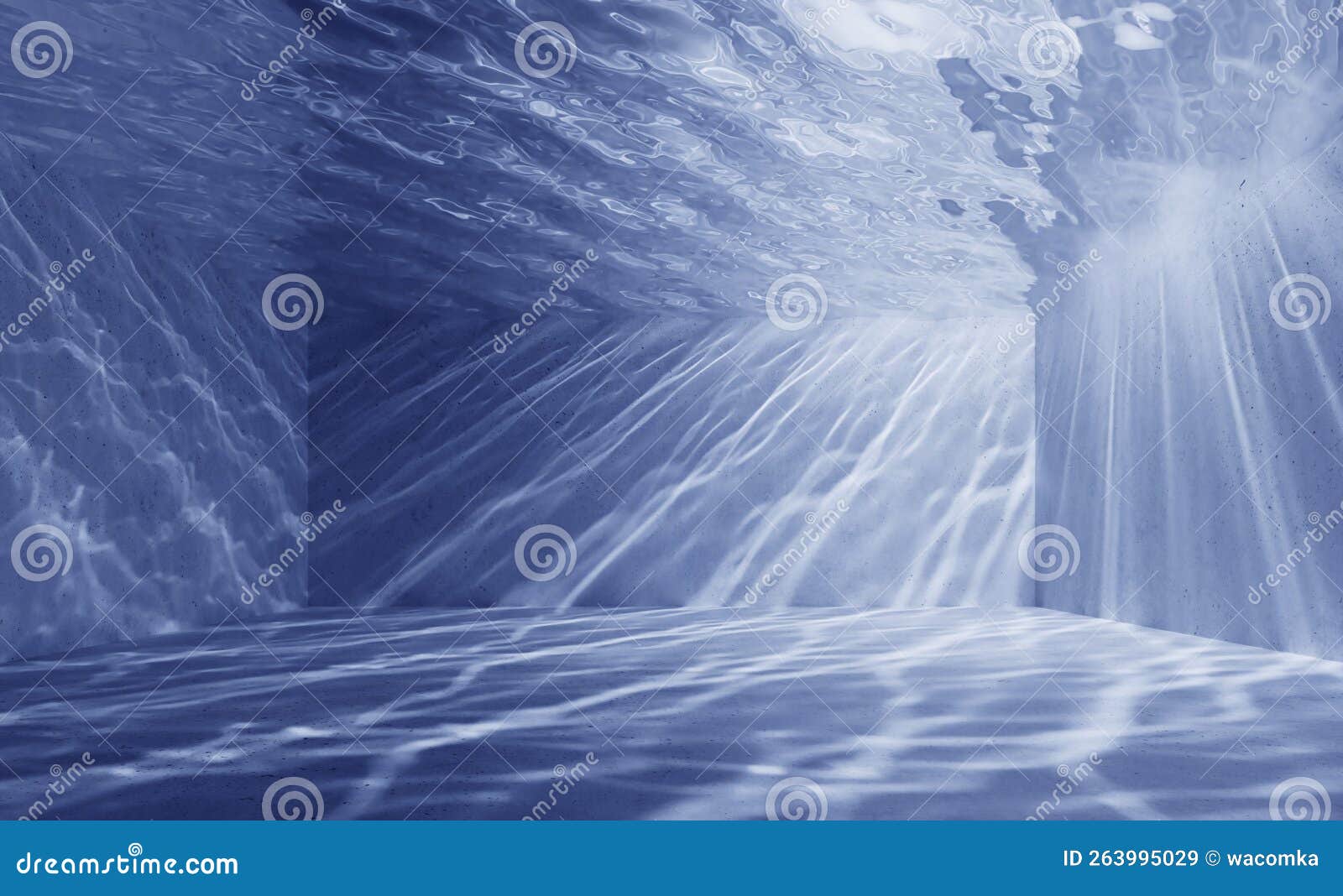 3d Rendering, Abstract Background. Empty Swimming Pool Underwater ...