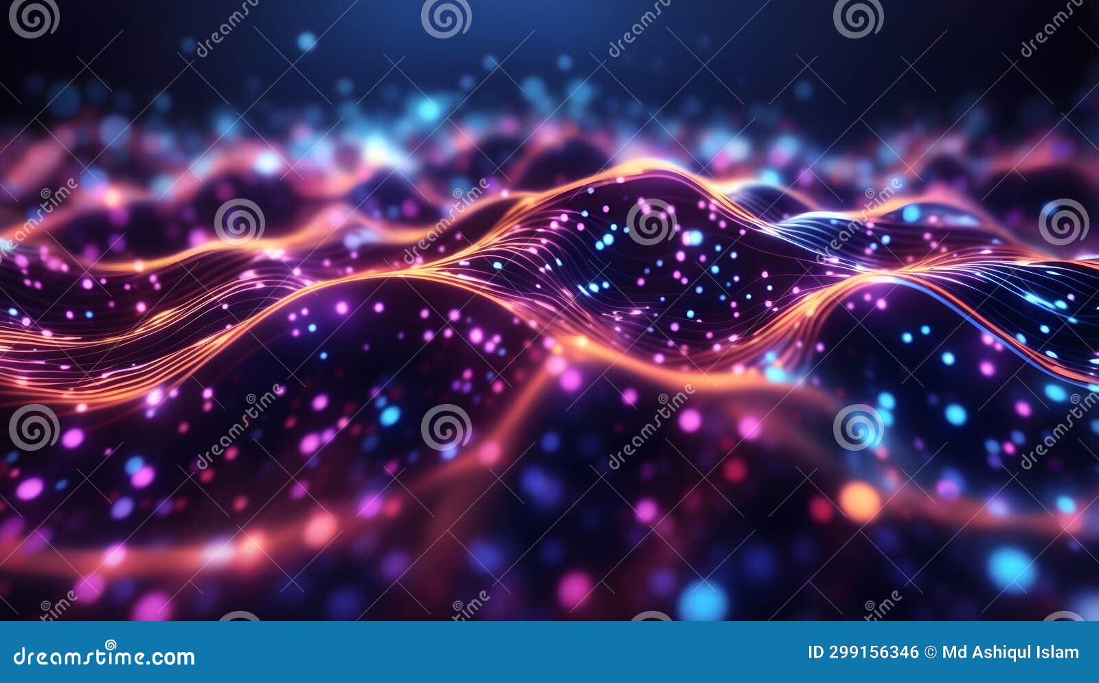 3d Rendering of Abstract Background with Glowing Particles in Empty Space Stock Illustration ...