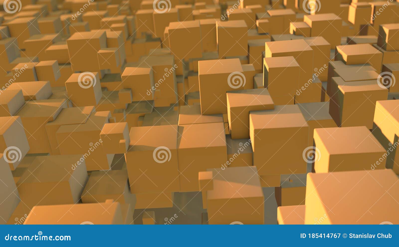 3D Rendering of an Abstract Background of Many Cubes of Different Sizes ...