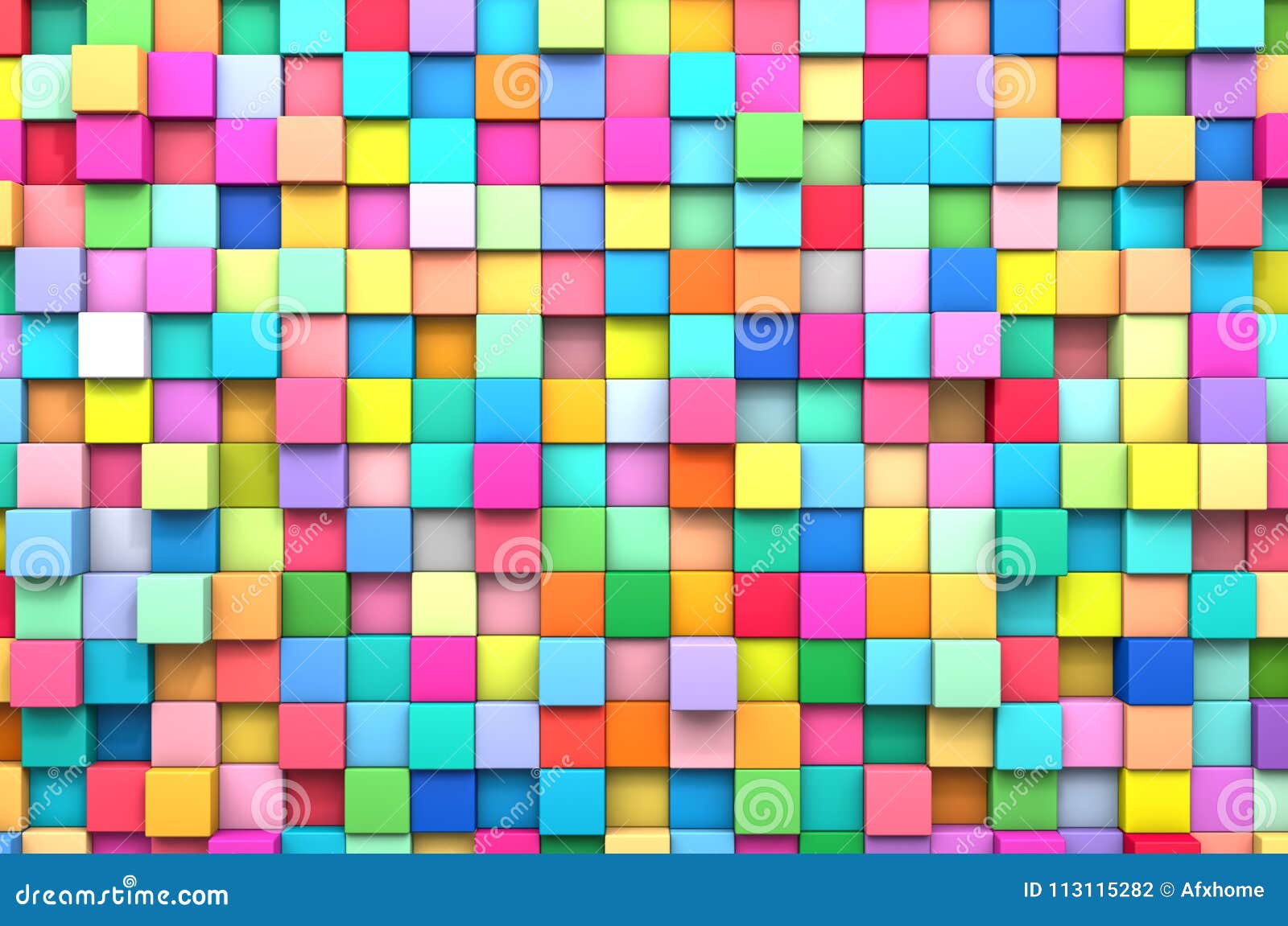 3D Rendering Abstract Background of Multi-colored Cubes Stock ...