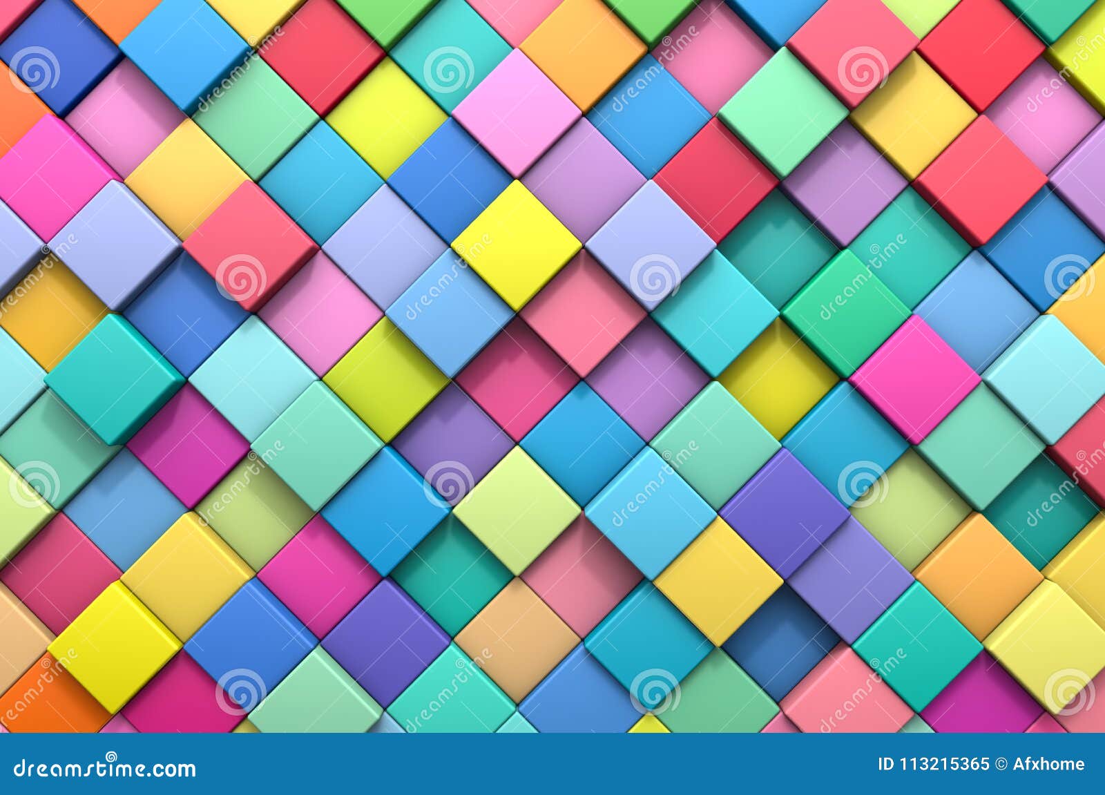 3D Rendering Abstract Background of Multi-colored Cubes Stock ...