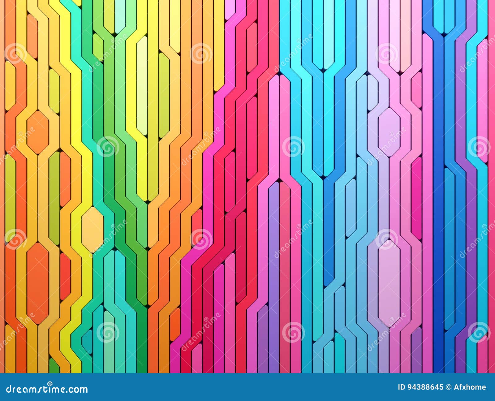 3D Rendering Abstract Background of Multi-colored Lines Shapes Stock ...