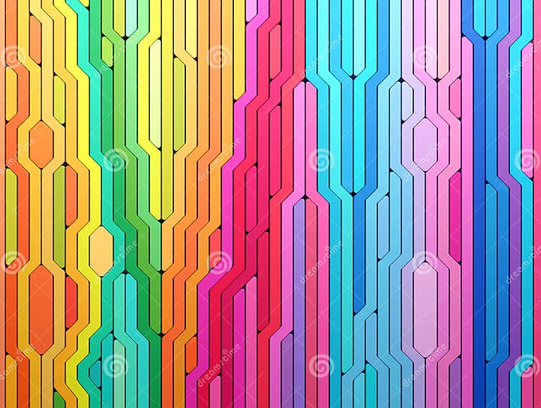 3D Rendering Abstract Background of Multi-colored Lines Shapes Stock ...