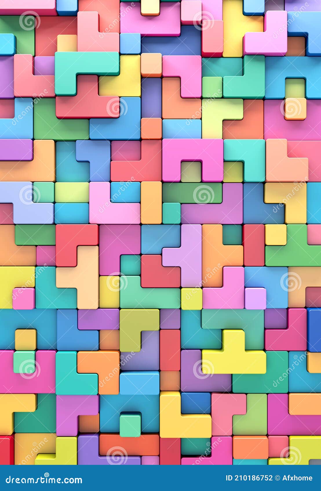 3D Rendering Abstract Background of Multi-colored Rounded Shapes Stock ...