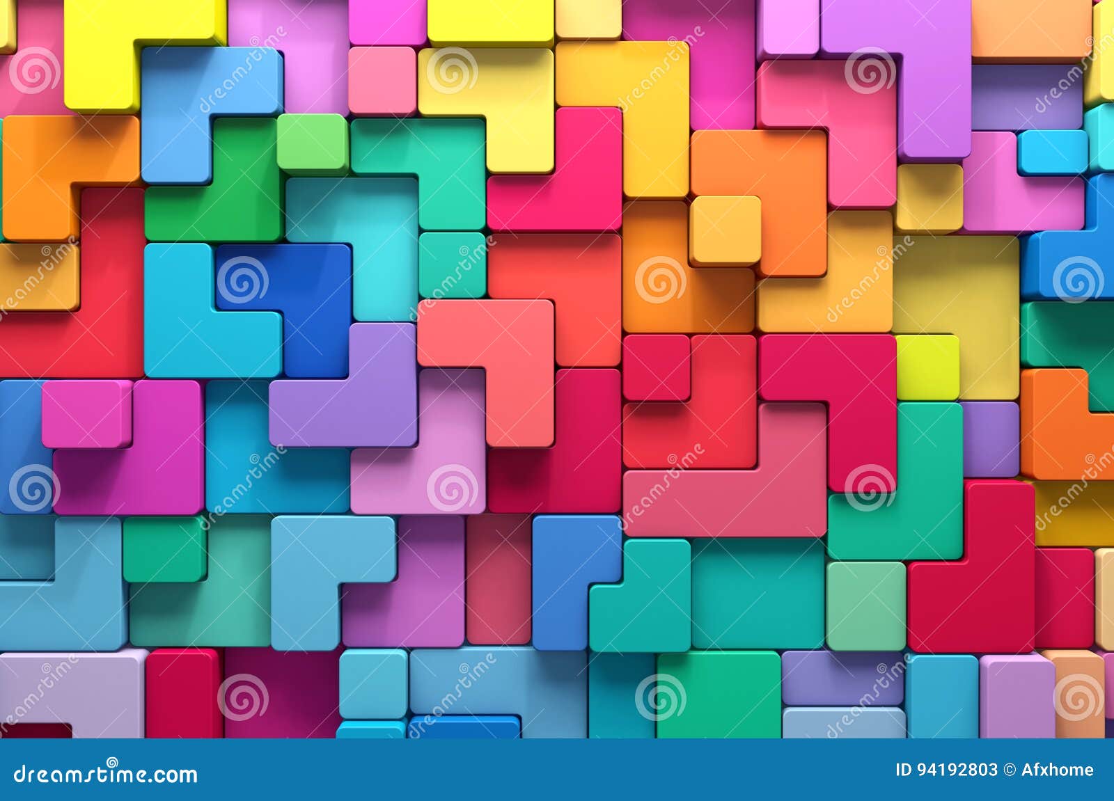3D Rendering Abstract Background Of Multi-colored Rounded Shapes ...