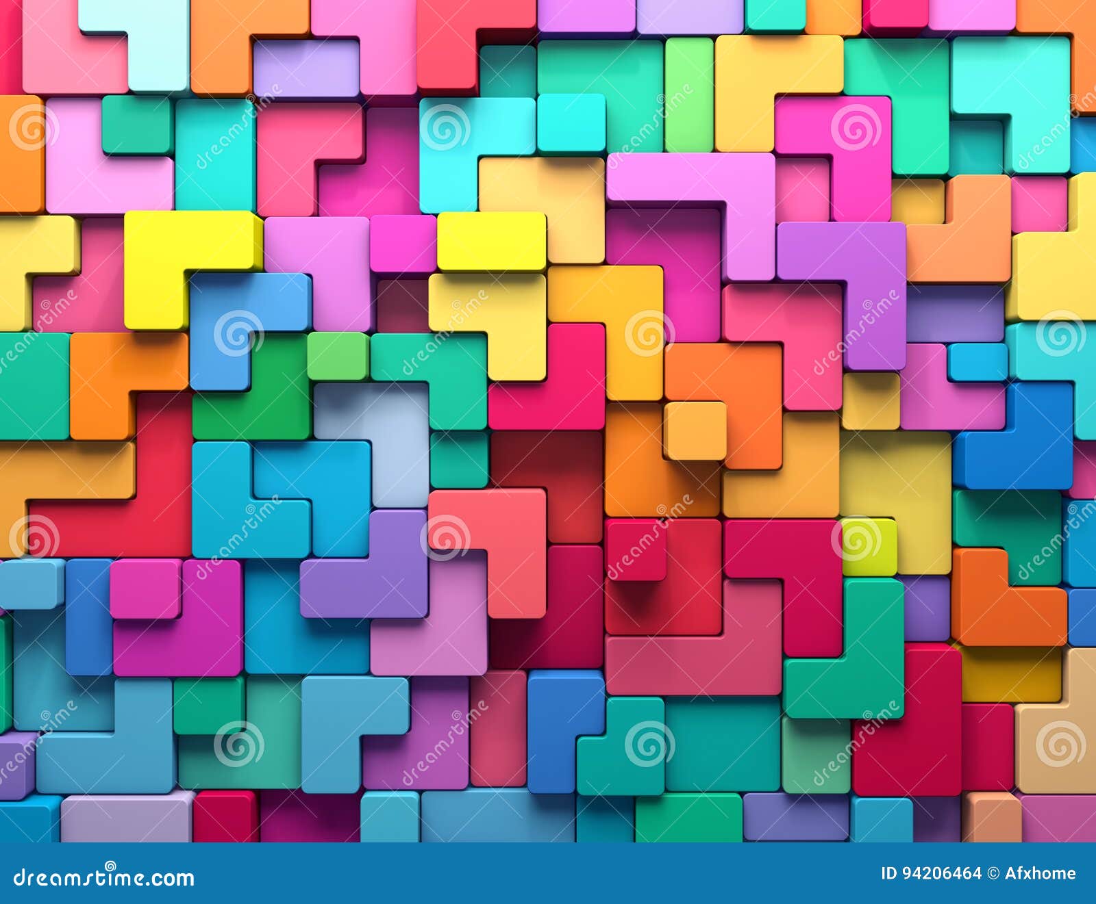 3D Rendering Abstract Background of Multi-colored Rounded Shapes Stock ...