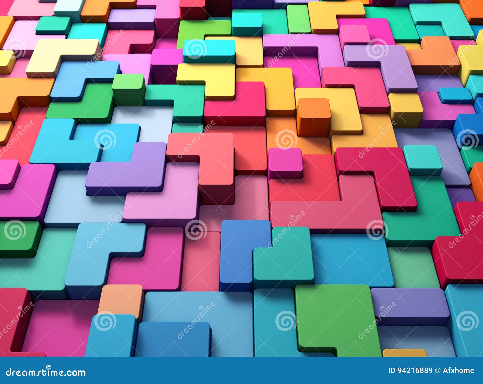 3D Rendering Abstract Background of Multi-colored Rounded Shapes Stock ...