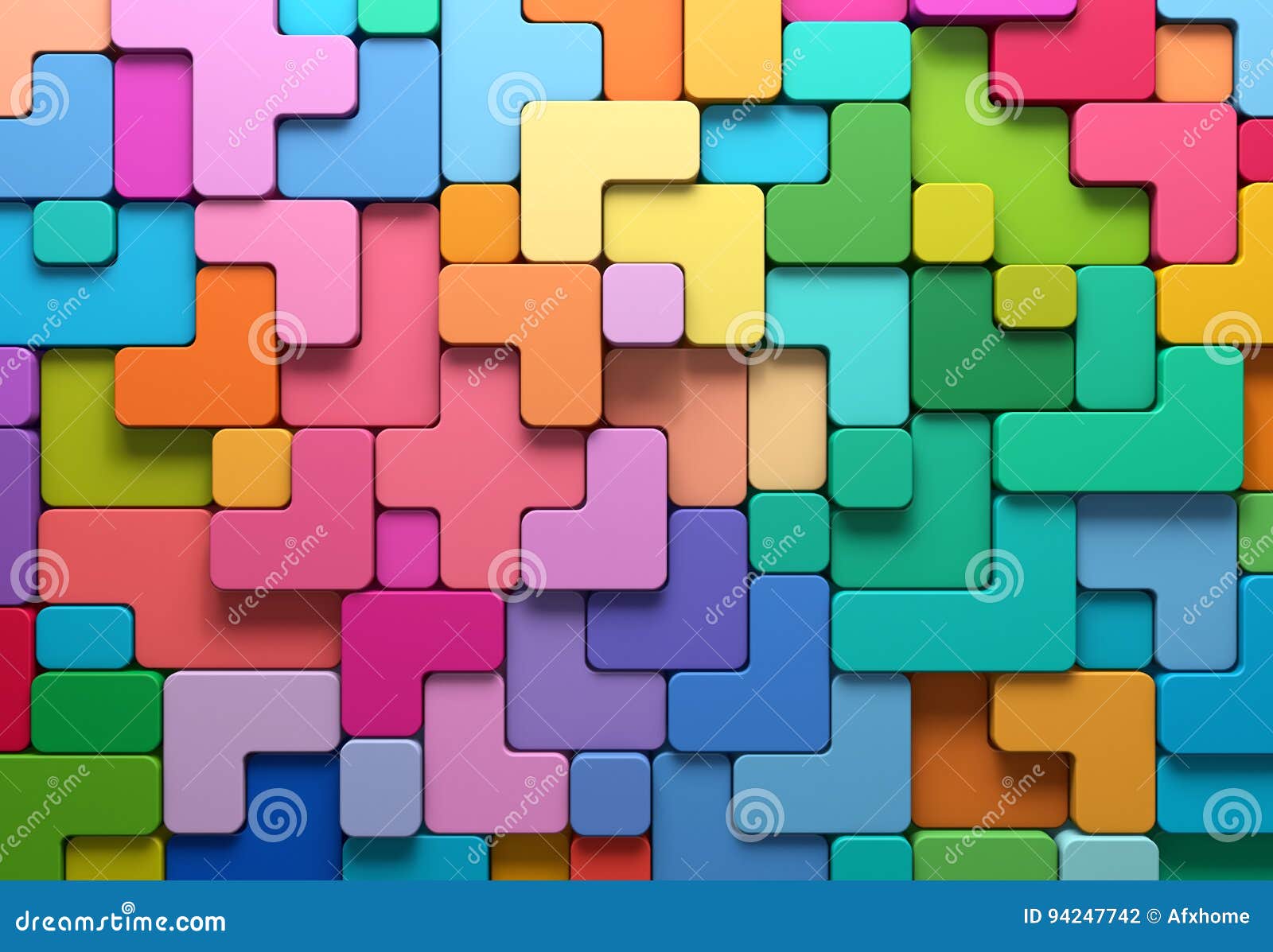 3D Rendering Abstract Background Of Multi-colored Rounded Shapes ...