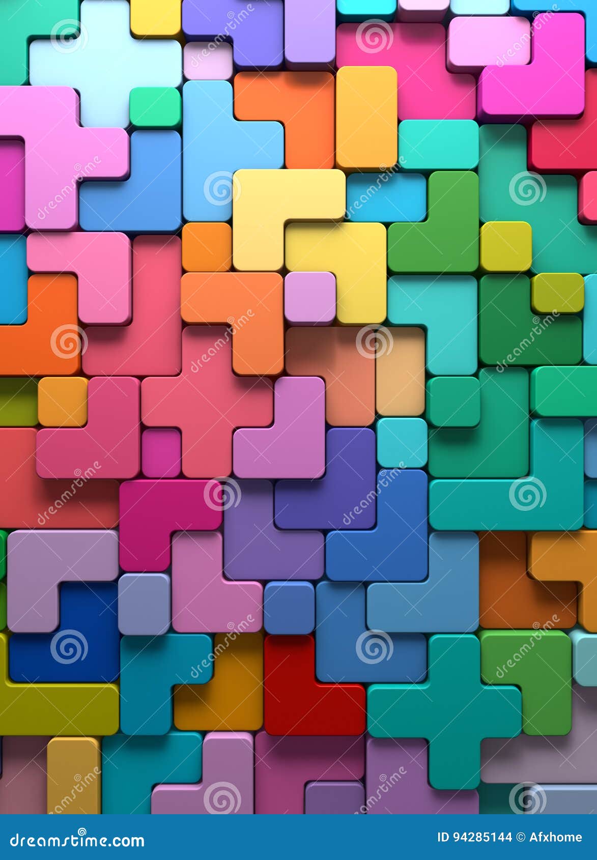 3D Rendering Abstract Background of Multi-colored Rounded Shapes Stock ...