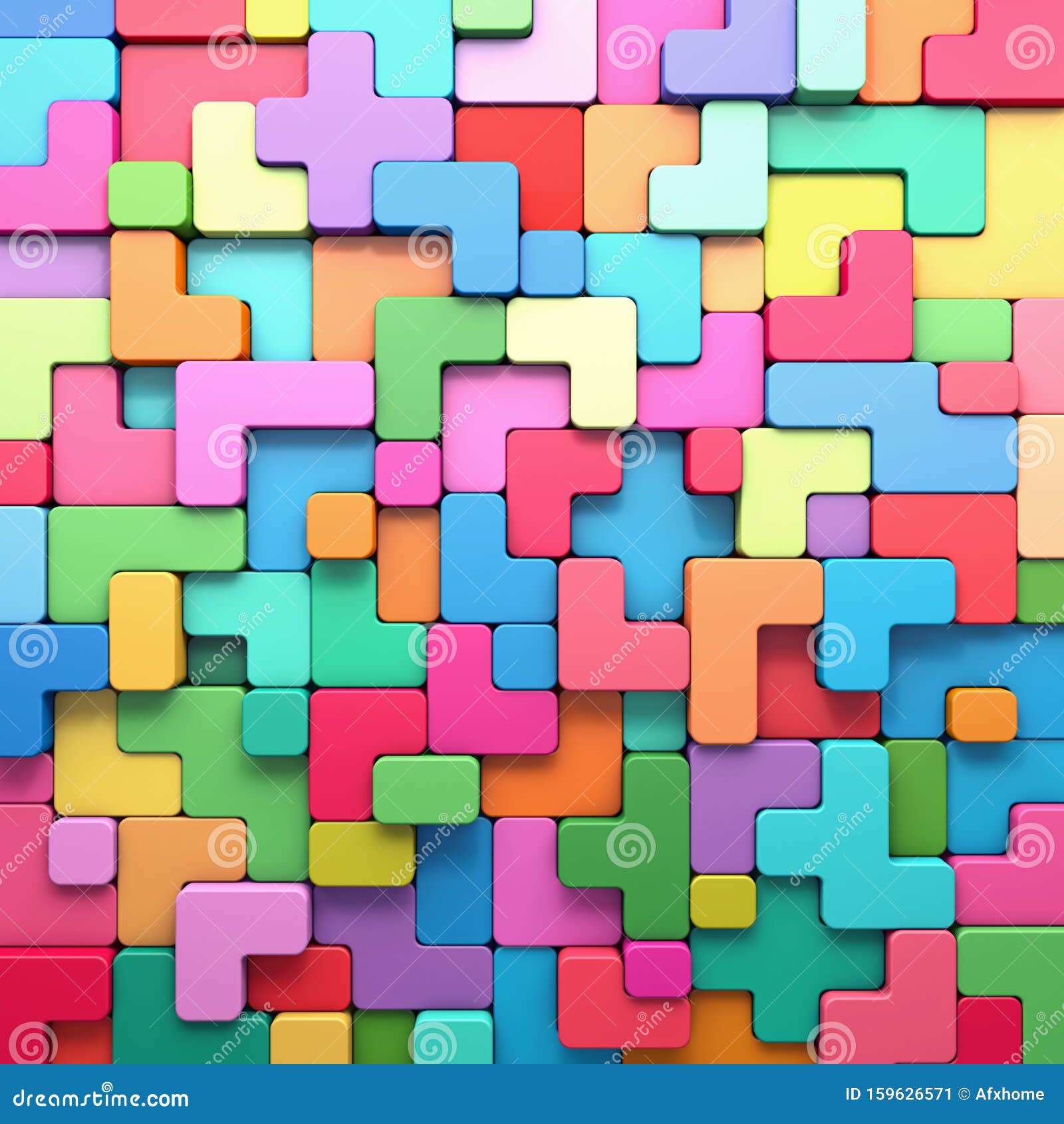 3D Rendering Abstract Background of Multi-colored Rounded Shapes Stock ...