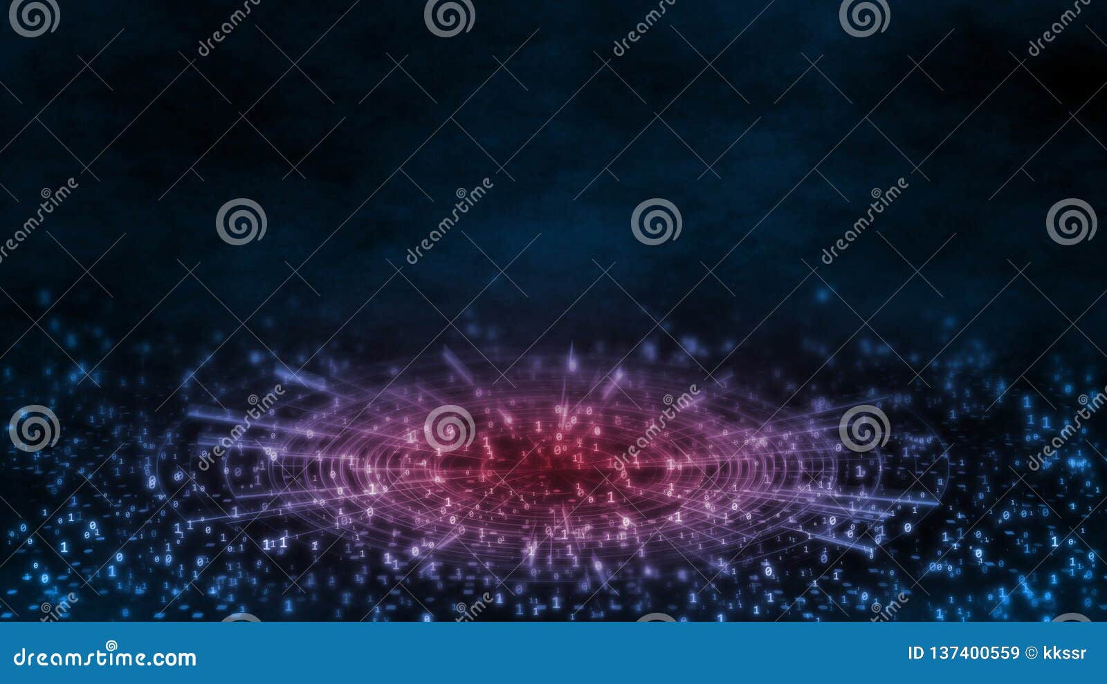 3D Rendering of Abstract Binary Data Background with Depth of Field DOF Blur and Sci Fi Hud. for ...