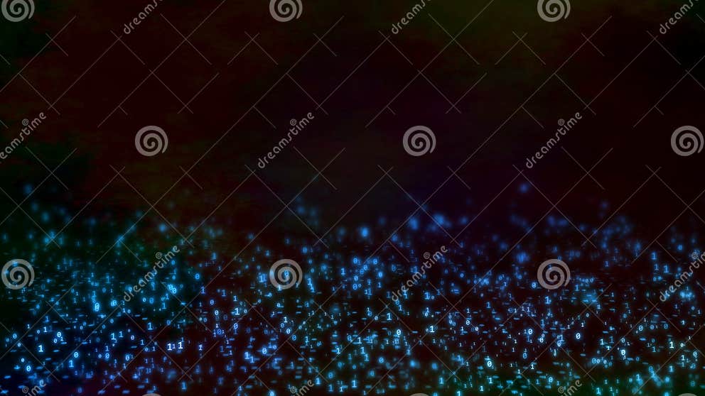3D Rendering of Abstract Binary Data Background with Depth of Field DOF Blur. for Technology ...