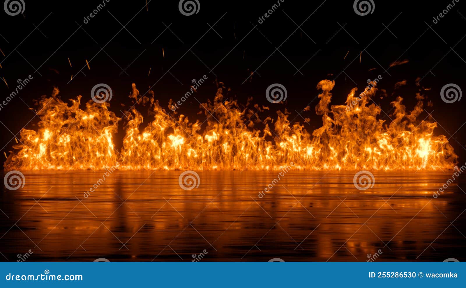 3d Rendering, Abstract Black Background with Blazing Fire Stock ...
