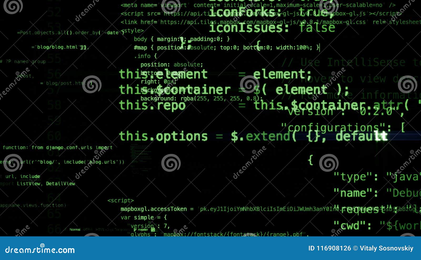 3D Rendering of Abstract Blocks of Code Located in the Virtual Space Stock Illustration ...