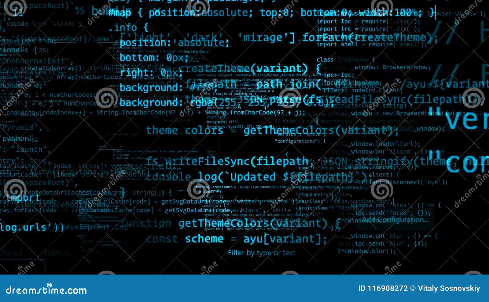 3d Rendering Of Abstract Blocks Of Code Located In The Virtual Space