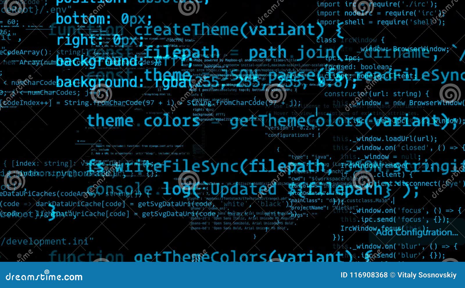 3D Rendering of Abstract Blocks of Code Located in the Virtual Space ...