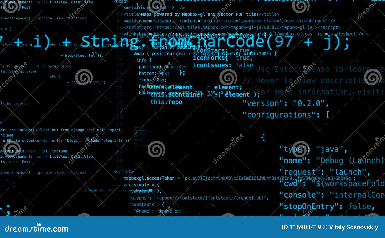 3d Rendering Of Abstract Blocks Of Code Located In The Virtual Space