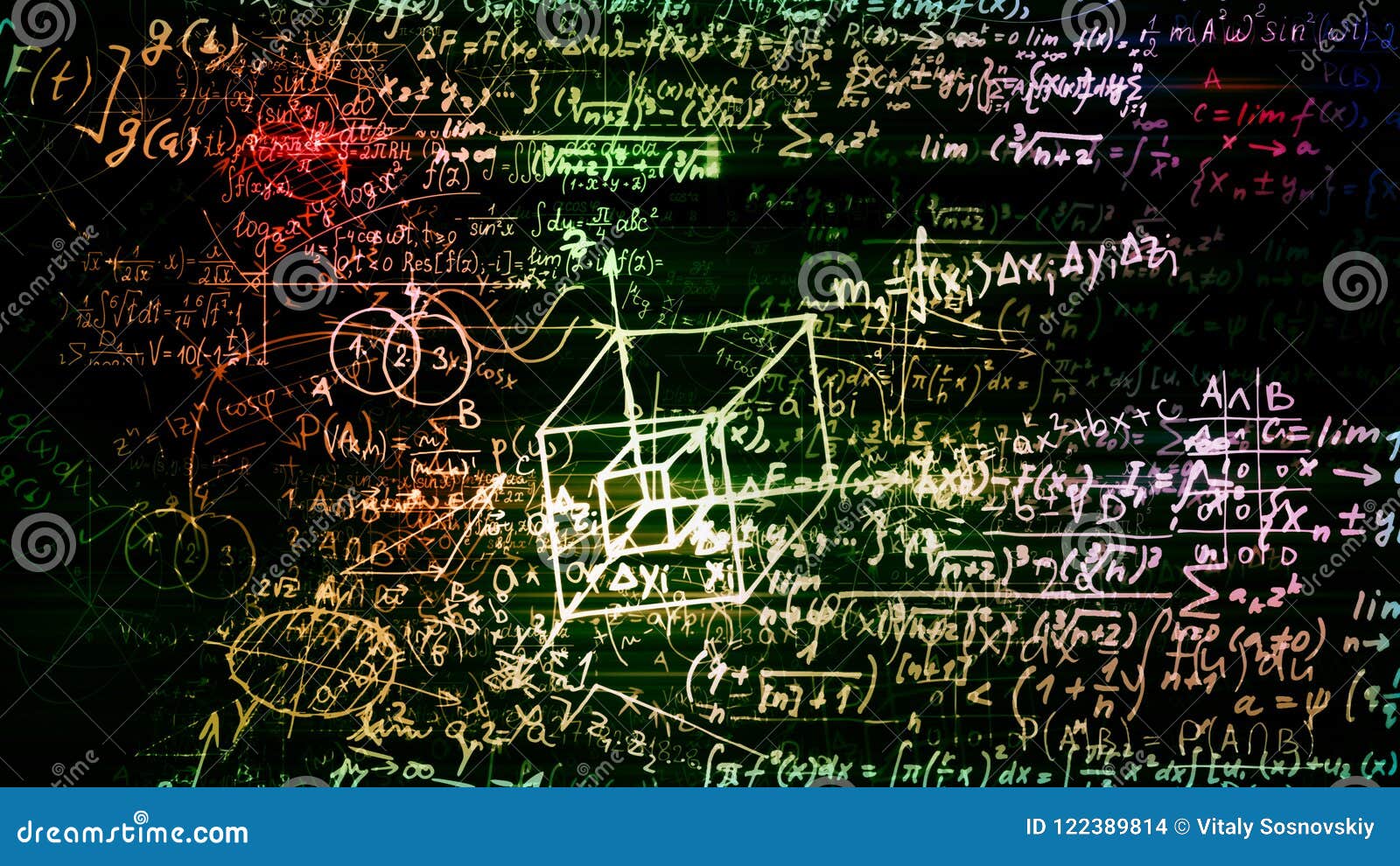 3D Rendering of Abstract Blocks of Mathematical Formulas Located in the ...
