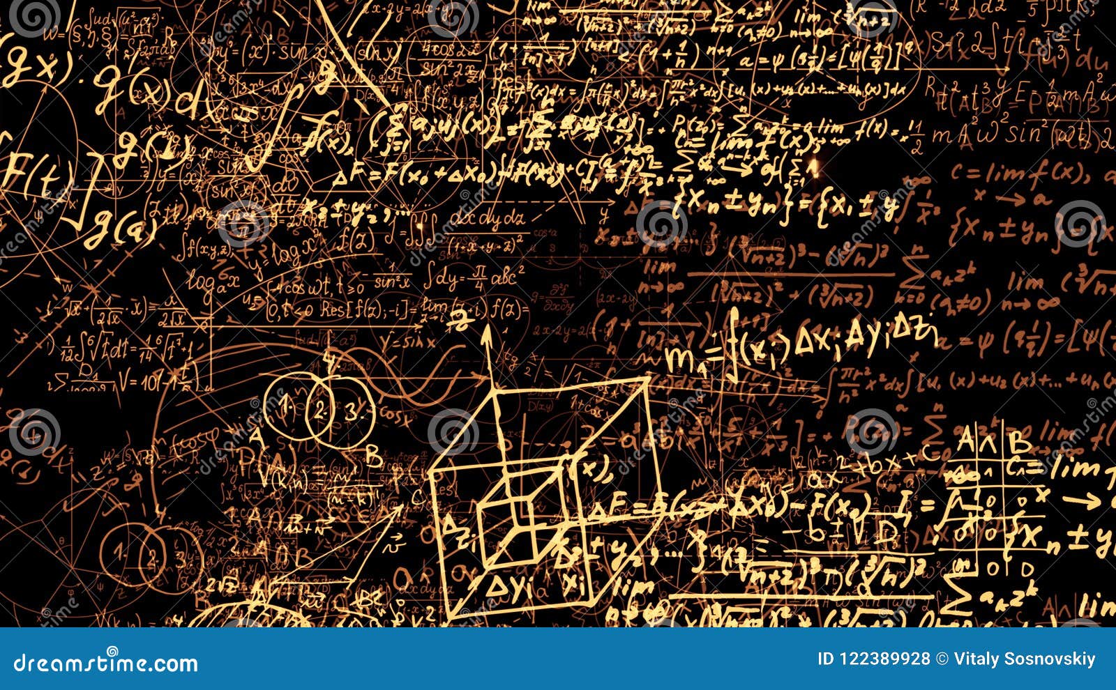 3D Rendering of Abstract Blocks of Mathematical Formulas Located in the ...