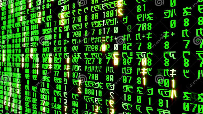 3D Rendering of Abstract Blocks of Matrix Code Located in the Virtual ...
