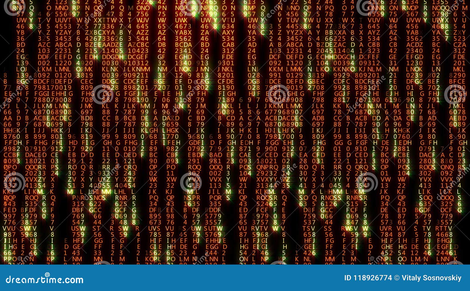 3D Rendering of Abstract Blocks of Matrix Code Located in the Virtual ...