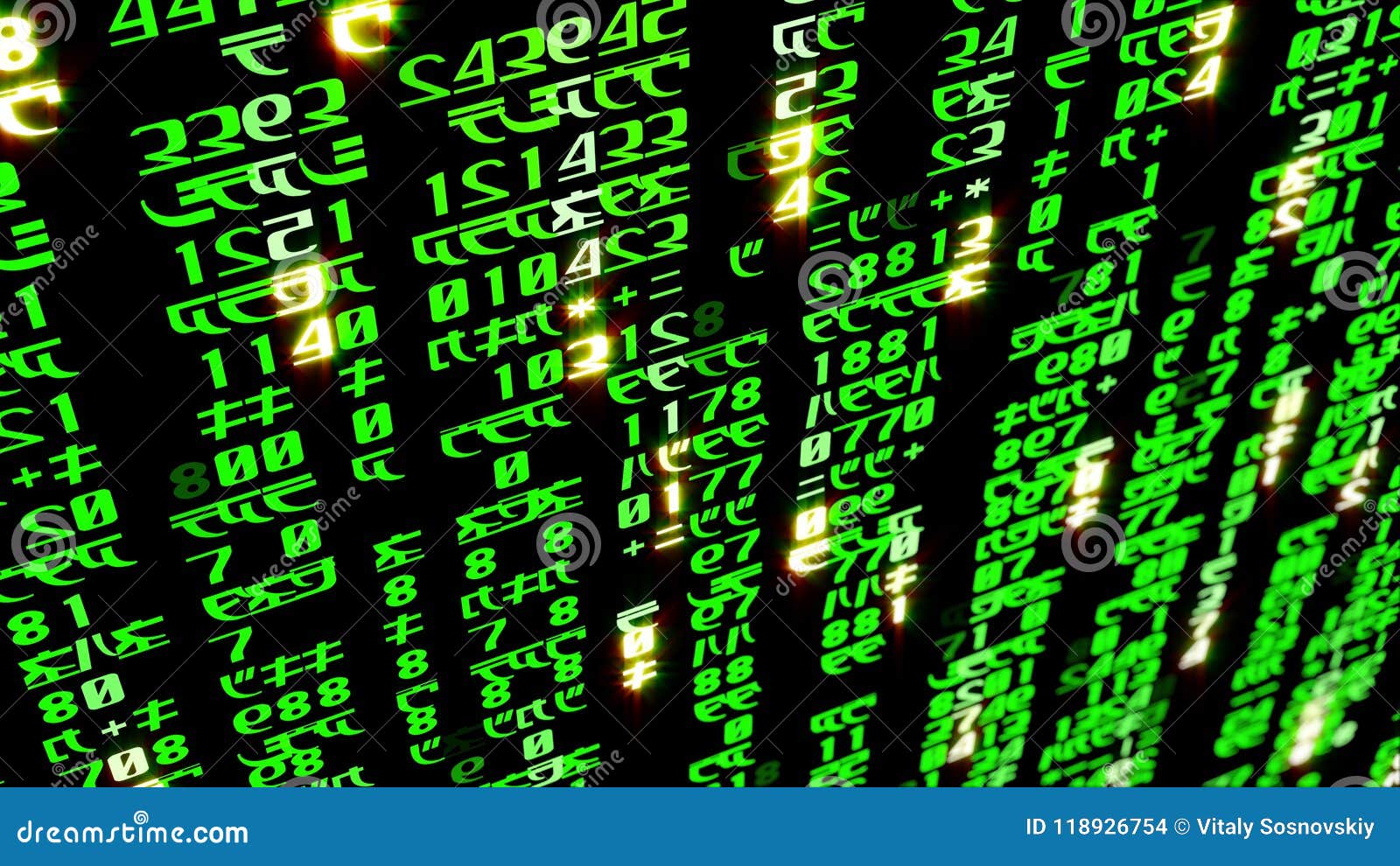 3D Rendering of Abstract Blocks of Matrix Code Located in the Virtual ...