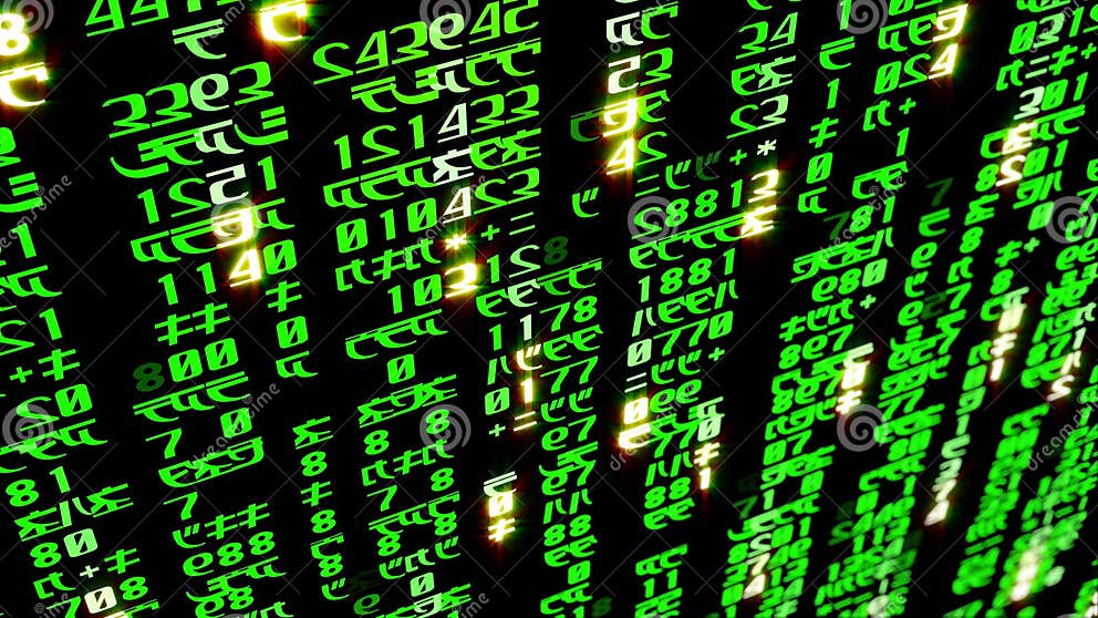 3D Rendering of Abstract Blocks of Matrix Code Located in the Virtual ...